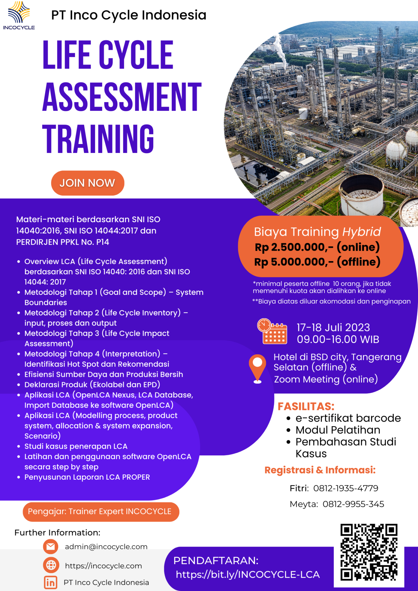 Pelatihan LCA (Life Cycle Assessment) 17-18 Juli 2023 - INCOCYCLE